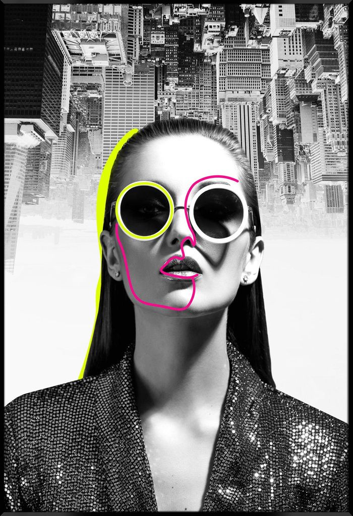 Falikép 70x100 cm, városi lány, fekete-fehér - LUNETTE - ️ Időtálló ...